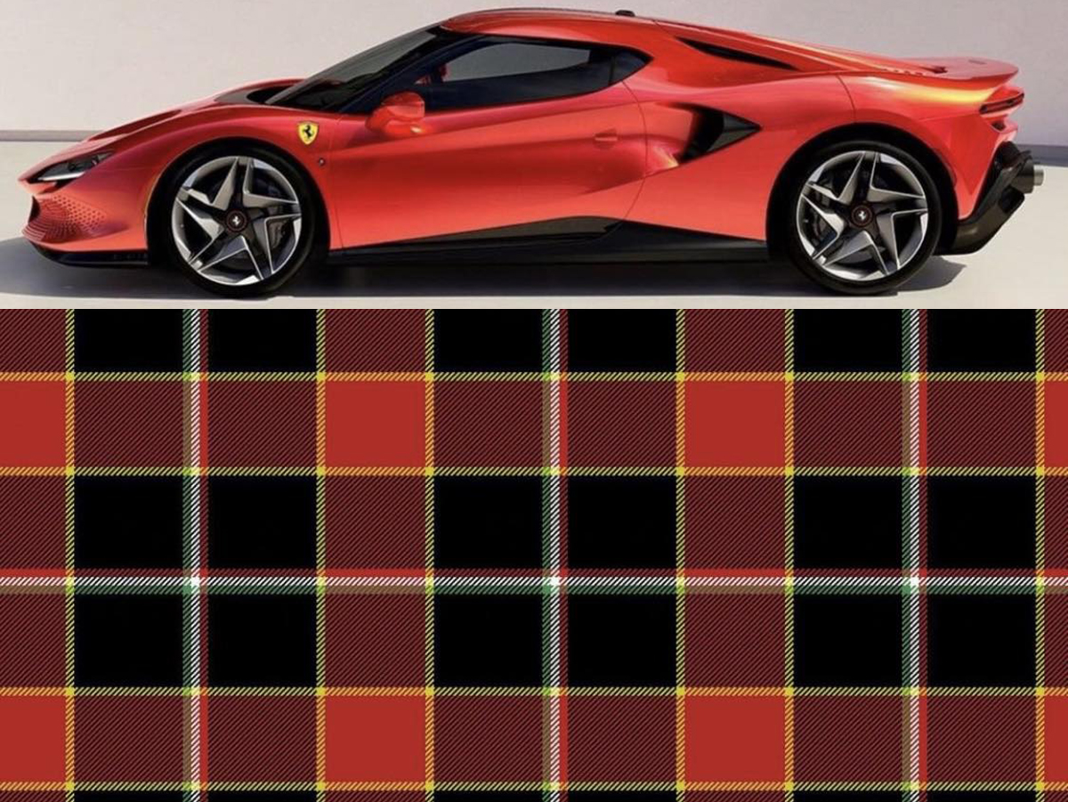 SOLM (Rosso) wool tartan fabric, inspiration: Ferrari *SAMPLE* - SAMPLE ...