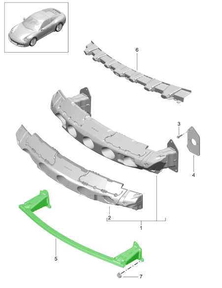 Porsche 991 982 Front bumper lower impact bar 99150553104 - 99150553104 ...