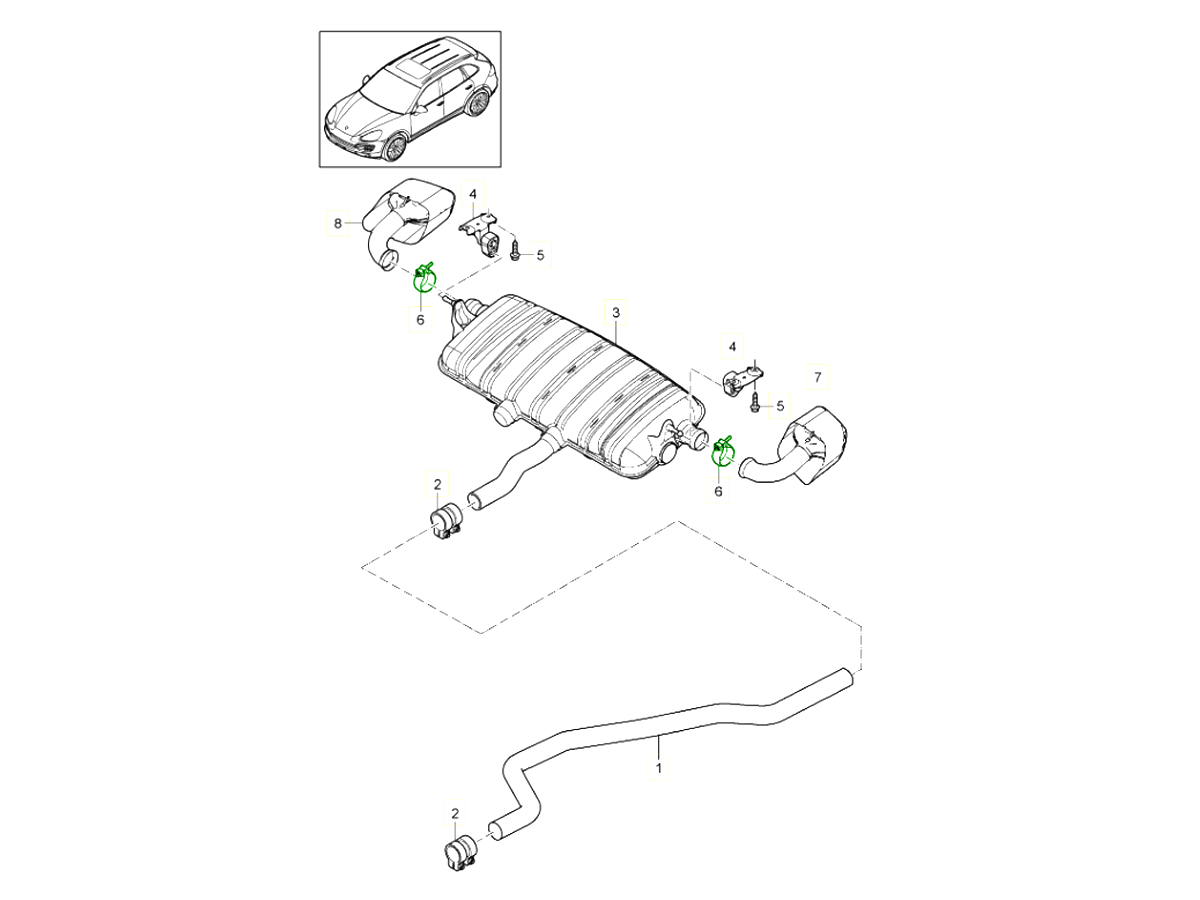 Exhaust tail pipe clamp Porsche 958 Cayenne 95811124000 - 95811124000 ...