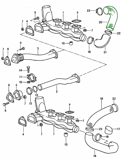Engine to Heat Exchanger Hose 380mm x 60mm. Porsche 911 - 90121119401 ...