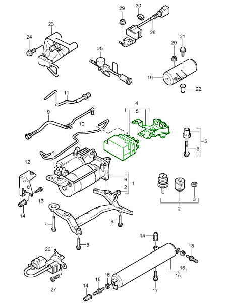 Porsche Cayenne Control mechanism with support 95835890300 - 958698014A ...