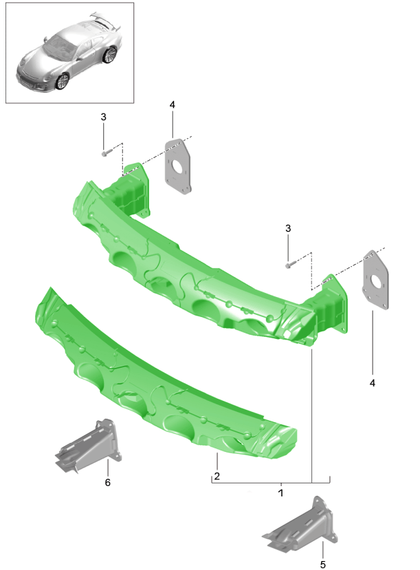 Porsche 991 GT3 Front bumper reinforcement bar 99150512190 ...