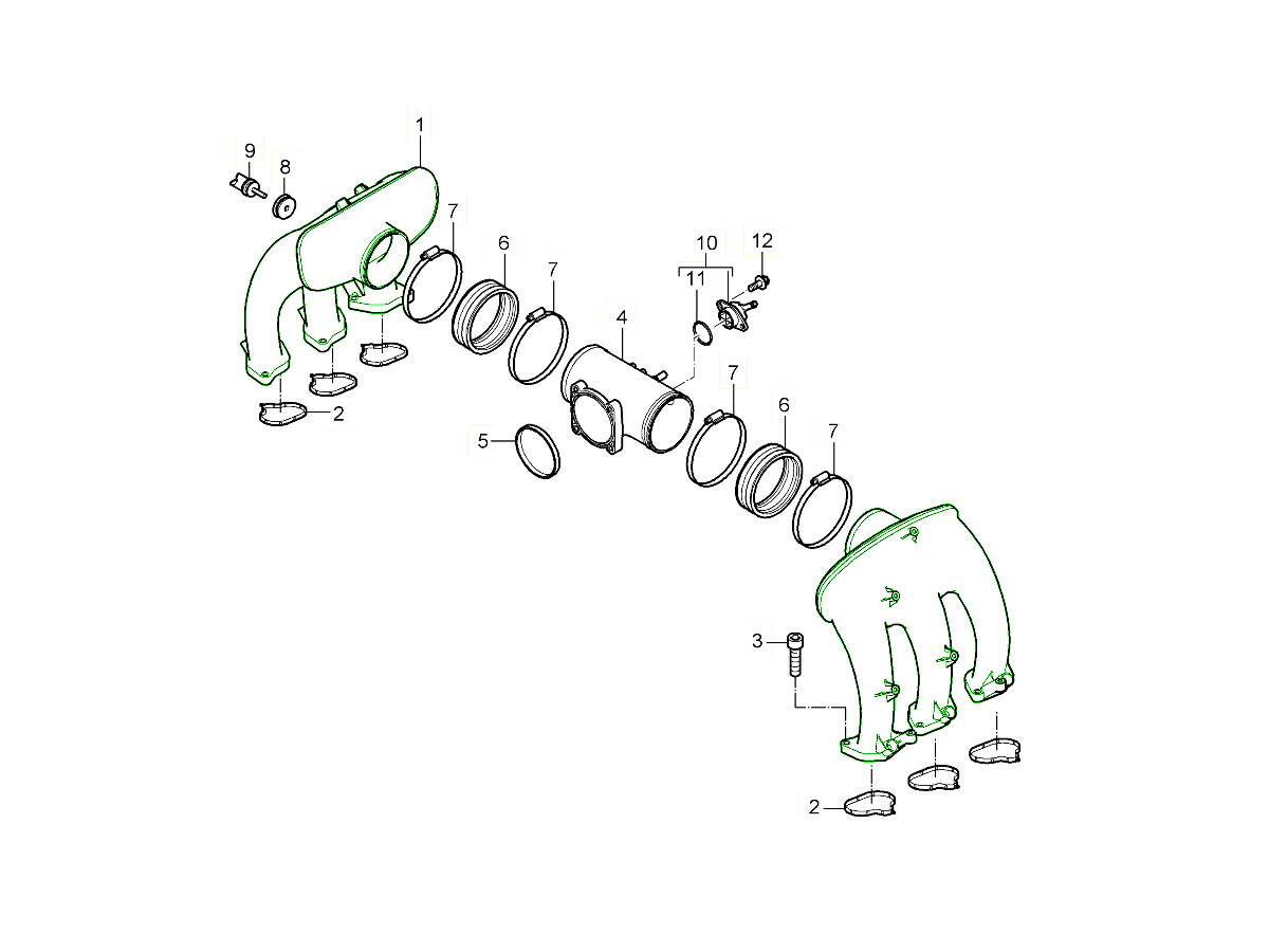 Porsche 997.1 Turbo Intake air distributor 99711062773 - 99711062773 ...