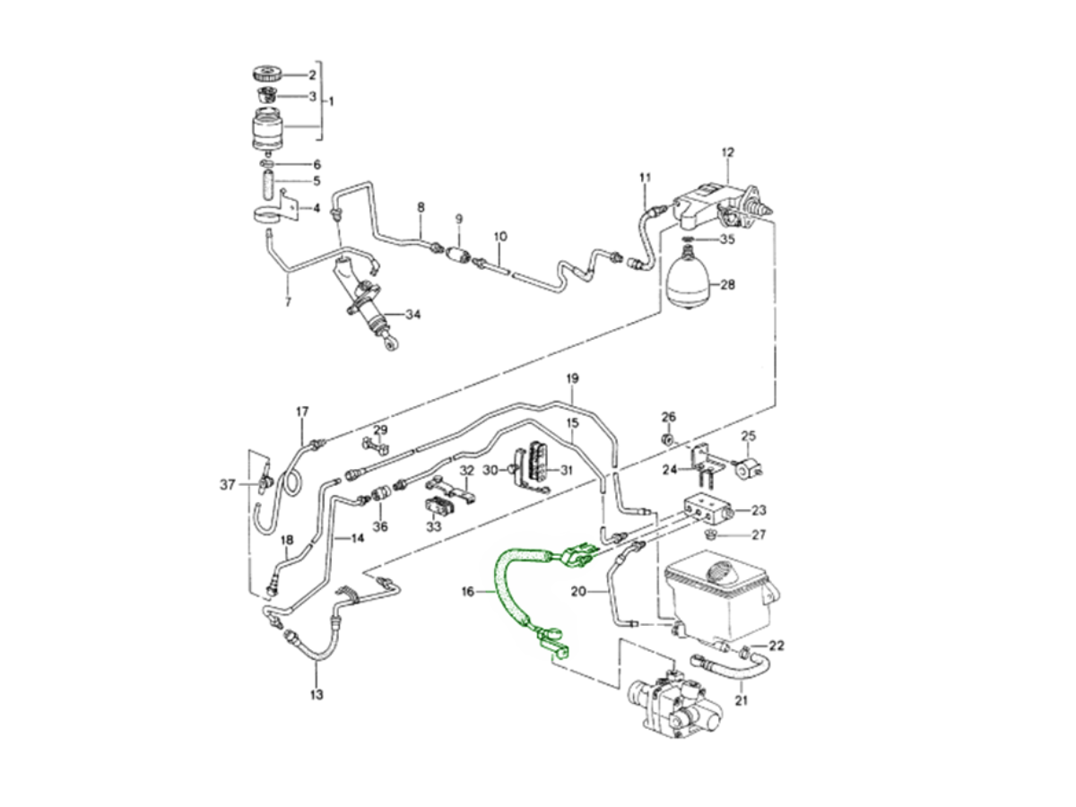 Pressure line clutch release. Porsche 993 turbo 99331429013 ...