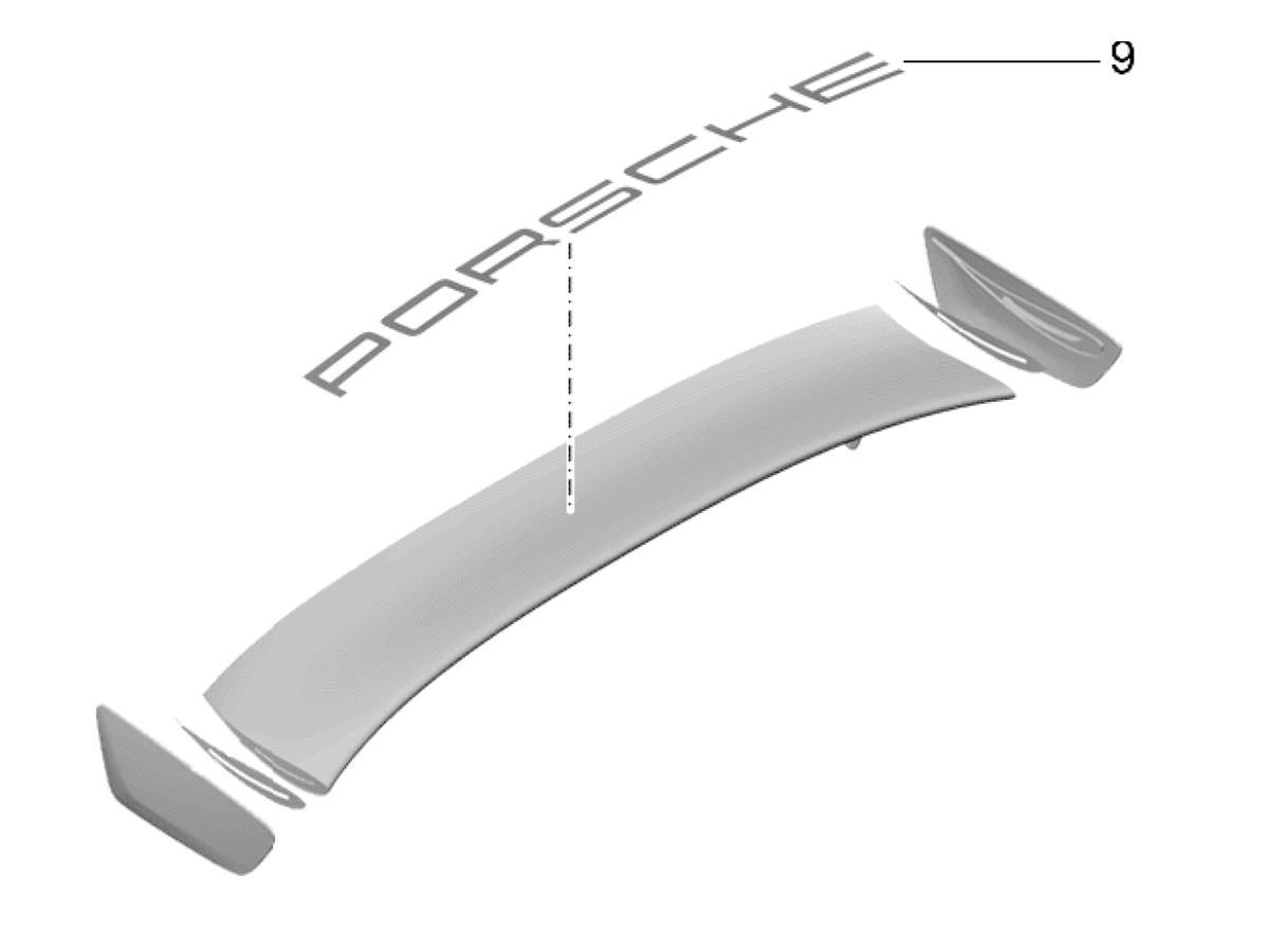 Rear spoiler decal PORSCHE, Black. Porsche 991 GT3 RS / GT2 RS ...