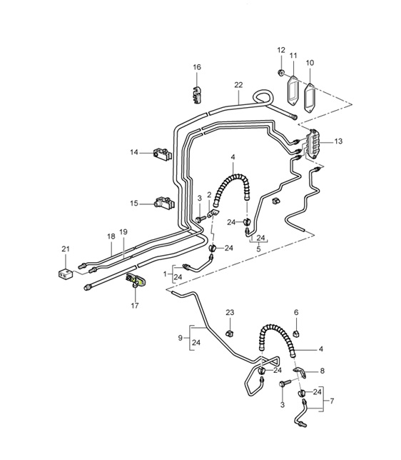 Support bracket for solid brake, clutch and power steering lines ...