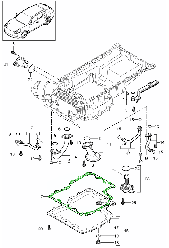 Porsche 970 Panamera Oil Pan Gasket 94810727521 - 94810727521 | Design 911