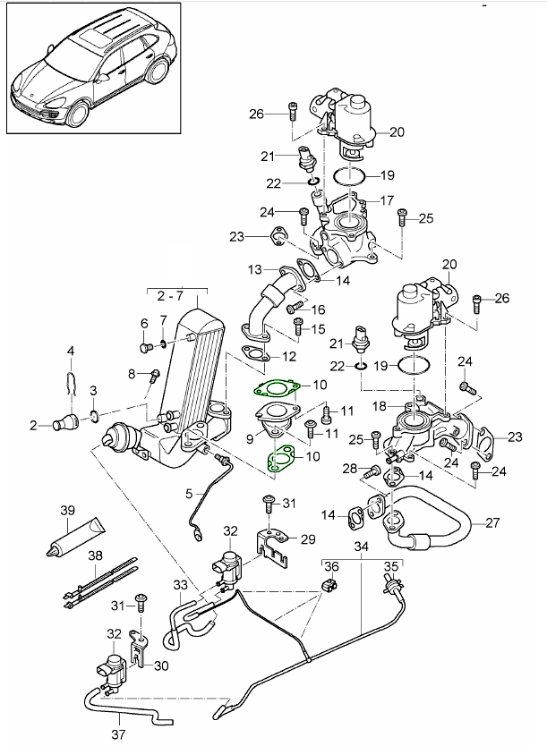 Porsche 958 Cayenne Gasket for EGR valve pipe 95811112020 - 95811112020 ...