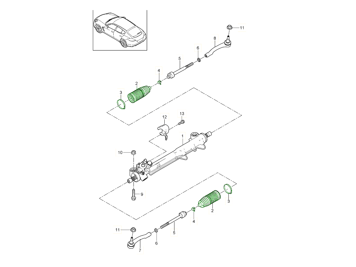 Porsche Panamera Steering Rack Bellows 97034719100 Lemforder ...