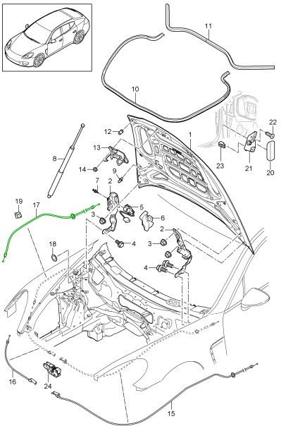 Porsche 970 Front Lid Release Cable 97051121902 - 97051121902 | Design 911