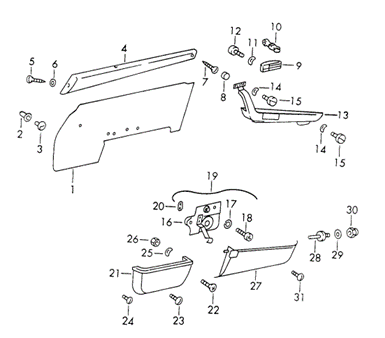 Eccentric bolt door pocket. Porsche 911 90155540901 - 90155540901/1 ...