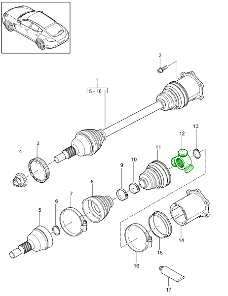 Porsche 970 Panamera Driveshaft Inner Joint 97034903500 - 97034903500 ...