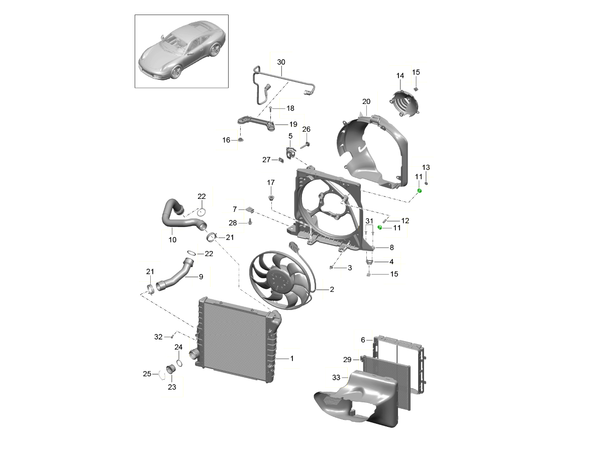 99162417300 - Rubber Mounting/Isolator for Radiator Fan. Porsche 981 / ...