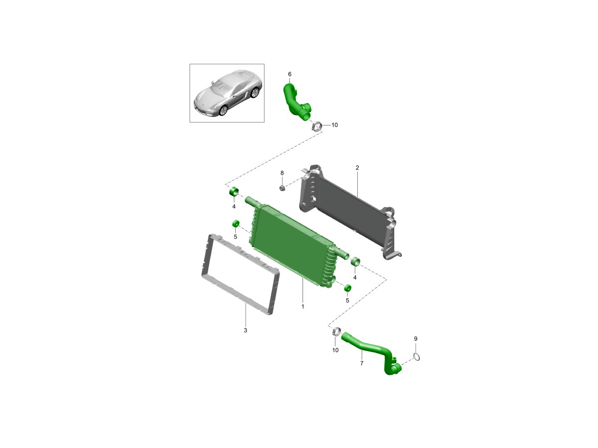 Centre Radiator, Coolant Hoses & Mountings Kit CR1941000P 99110663802 ...