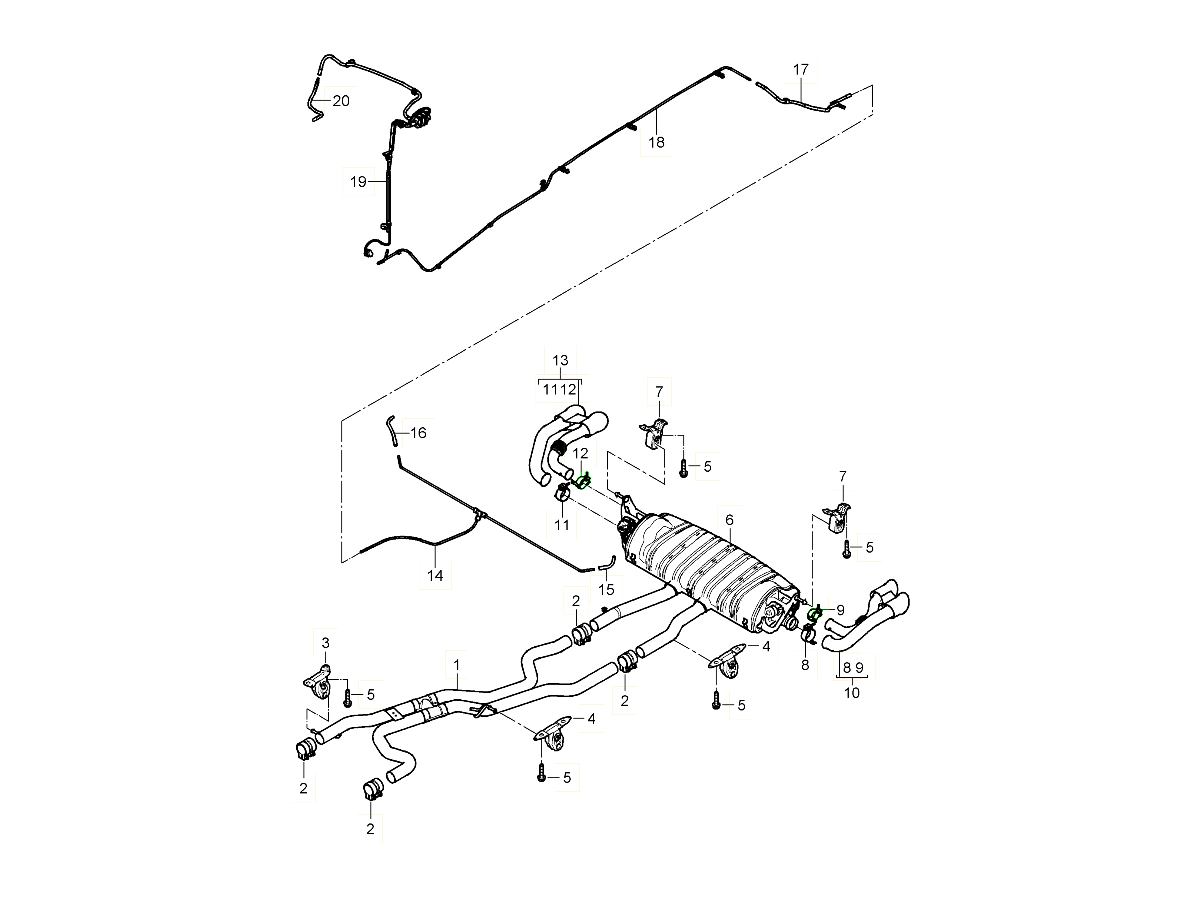 Porsche 957 Cayenne Exhaust clamp 95511110840 95511110860 - 95511110840 ...