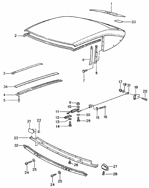 Cabriolet Hood Roof Seal Latrual. Porsche 993 - 99356118900 | Design 911