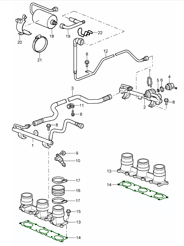 Porsche 997 GT3 Intake manifold gasket 99611010393 - 99611010393 ...