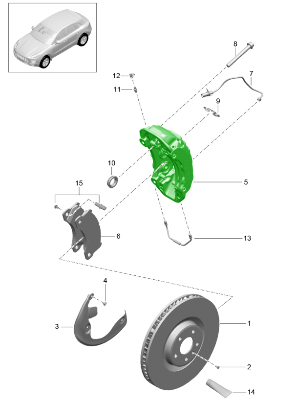 Porsche 95B Macan Brake caliper Front 95B615124H 95B615123H ...