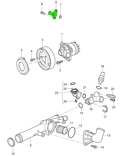 Porsche Cayenne 957 Water Pump Flange Socket 9551062310057 3.6L V6 ...