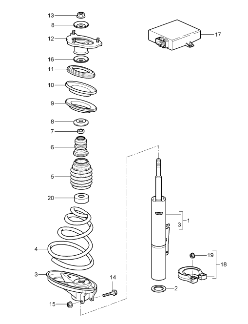 Porsche 997 Shock Absorber Supporting Mount 99734301602 99734301502 ...