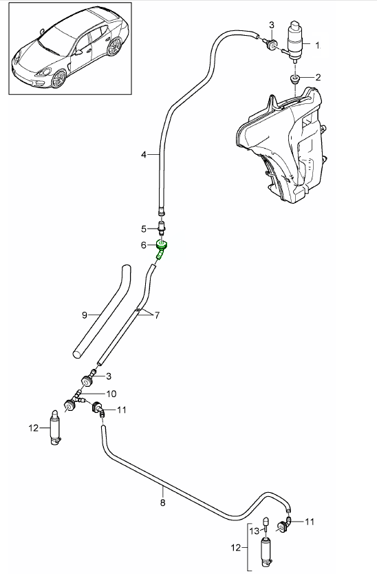 Porsche 970 Panamera 95B Macan Elbow connector for headlight washers ...