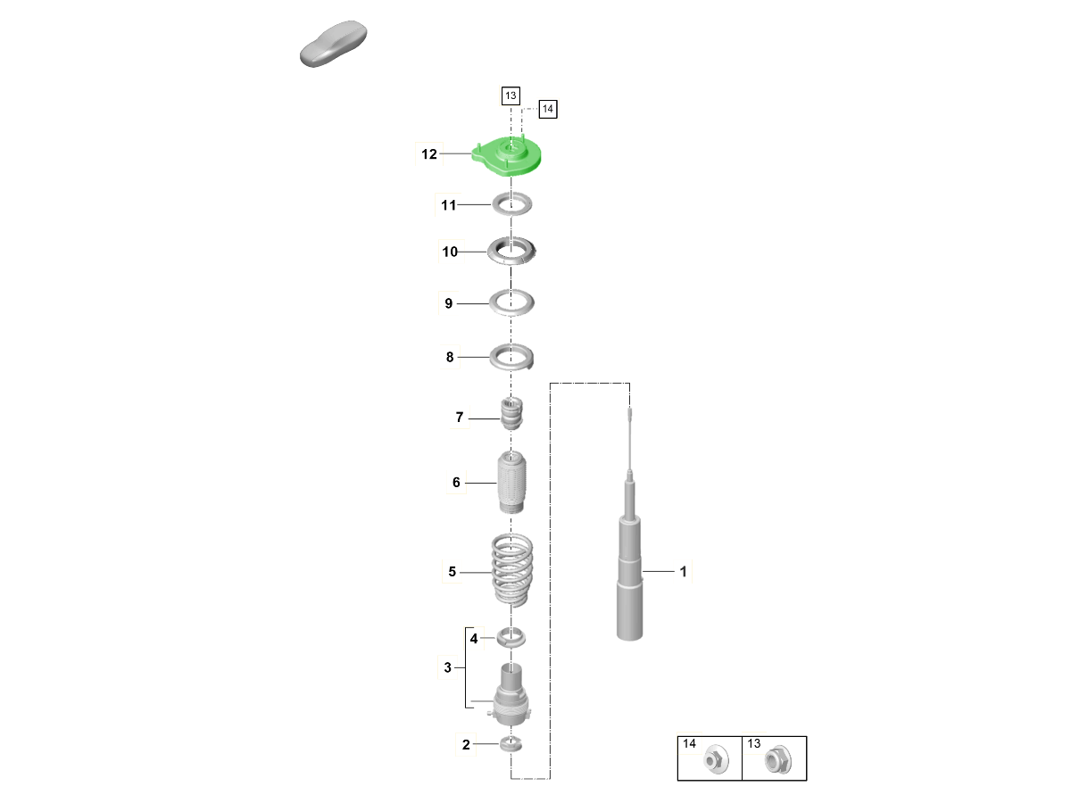 Porsche 992.1 Carrera Shock absorber strut mount Upper 992412321 ...