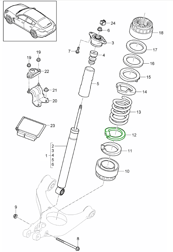 Porsche 970 Panamera Shock absorber concave washer upper 97033352300 ...