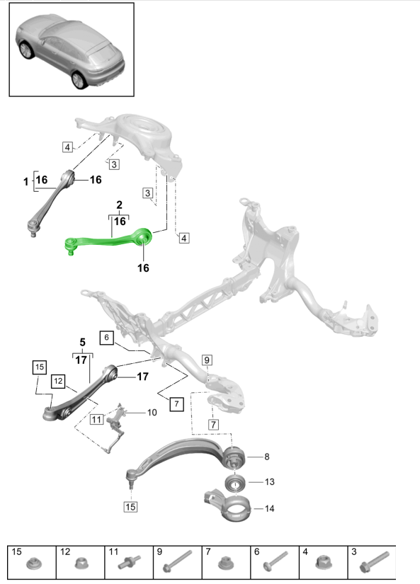 Porsche 95B Macan Front upper control arm 8K0407505P 8K0407506B ...