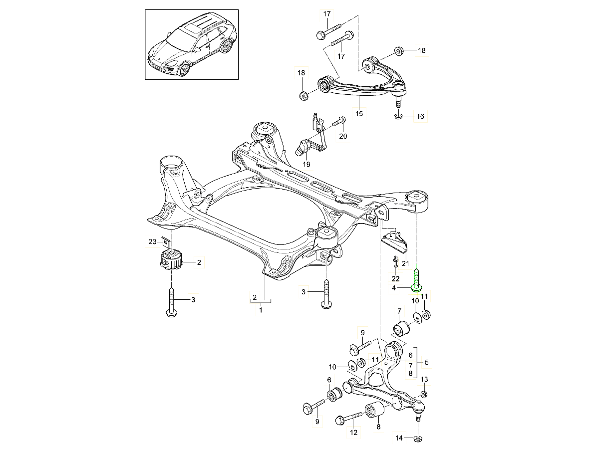 Hexagon head bolt for rear subframe mount bush for Porsche Cayenne 955 ...