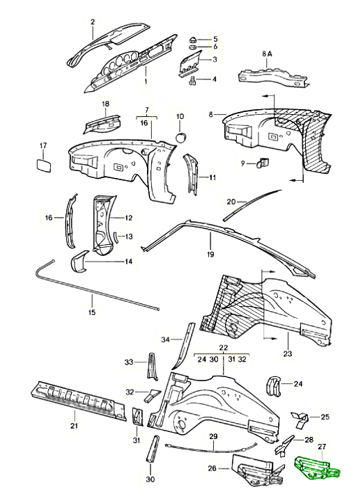 Porsche Rear Bumper Brackets, Retainers & Braces | OEM Mounting ...