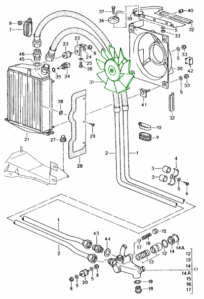 Genuine Porsche Radiator oil cooler electric fan for Porsche 964 and ...
