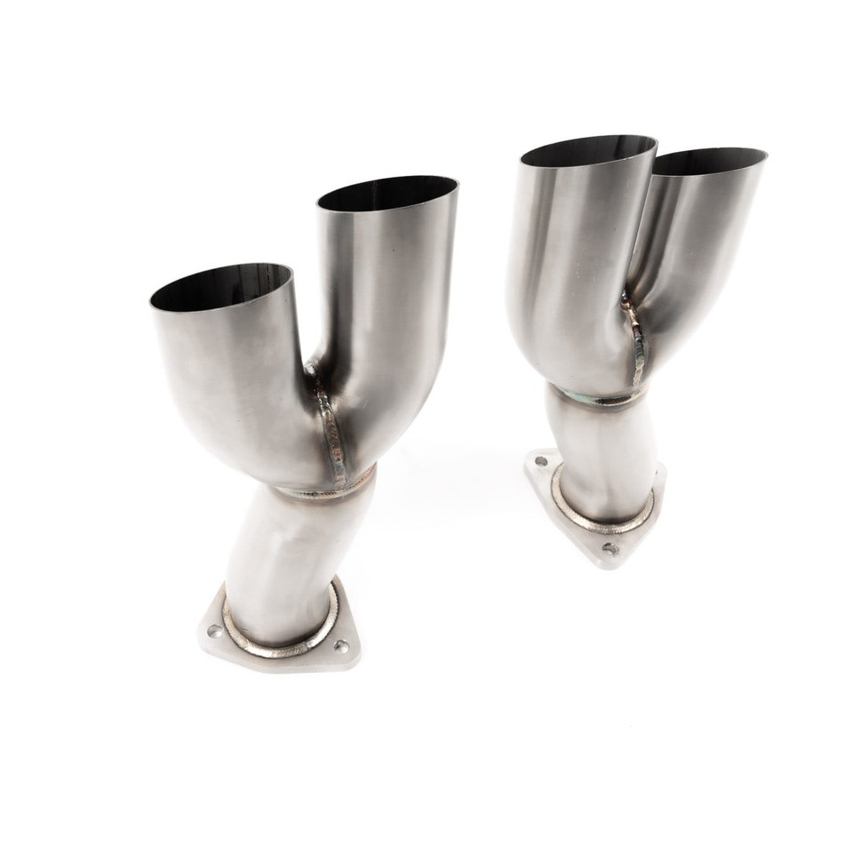 Rear exhaust center and side muffler delete pipes. Porsche 991.1 - EX12 ...