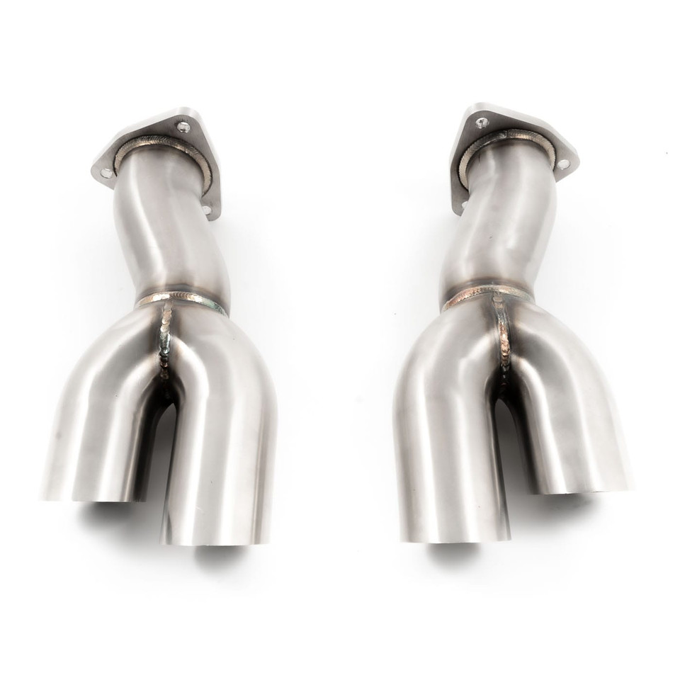 Rear exhaust center and side muffler delete pipes. Porsche 991.1 - EX12 ...
