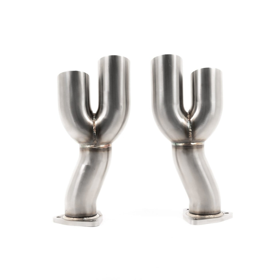 Rear exhaust center and side muffler delete pipes. Porsche 991.1 - EX12 ...