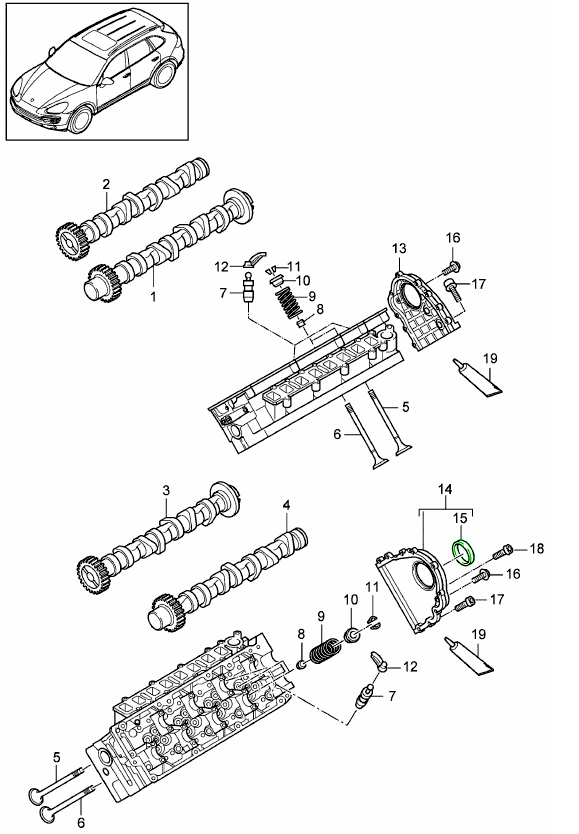 Porsche 958 Cayenne Camshaft cover seal 95810558630 - 95810558630/1 ...
