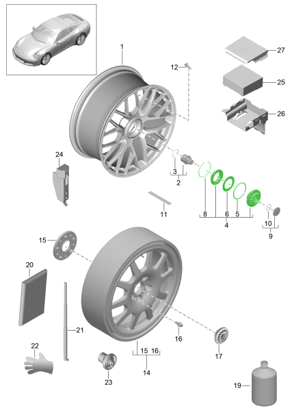 Porsche 991 Centre wheel bolt 99136108190 - 99136108190 | Design 911