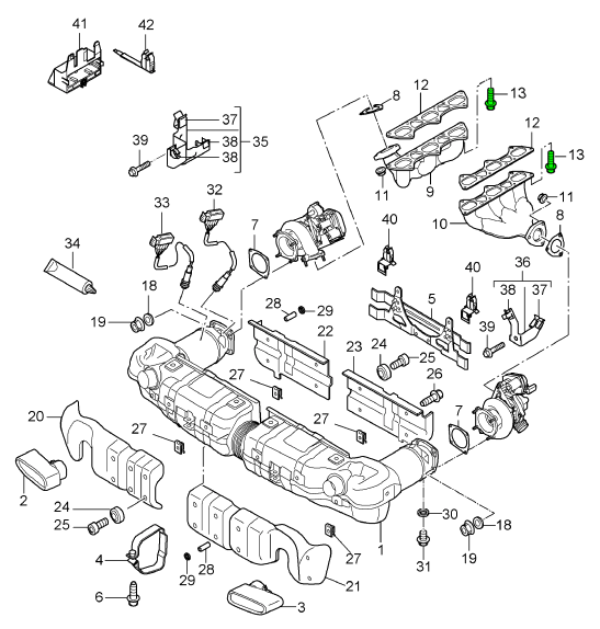 Porsche 997 Turbo Exhaust Manifold Bolt 90037822701 - 90037822701 ...