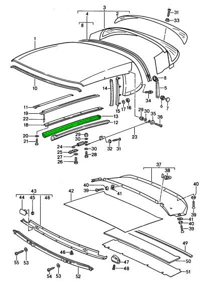 Porsche 911 Cabriolet Hood Roof Seal Lateral 91156118700, 91156118800 ...