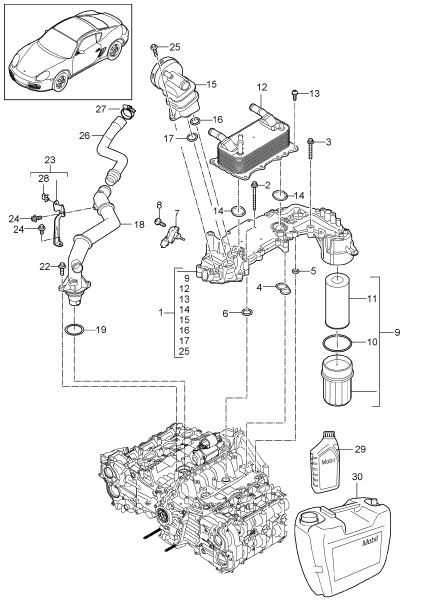 Porsche 981 Boxster Cayman Oil Conducting Housing 9A110702003 ...