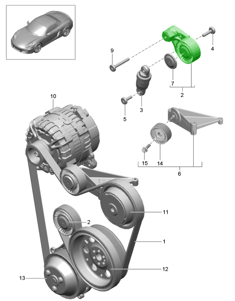 Porsche 991 Drive Belt Tensioning Roller Lever 9A110221101 ...