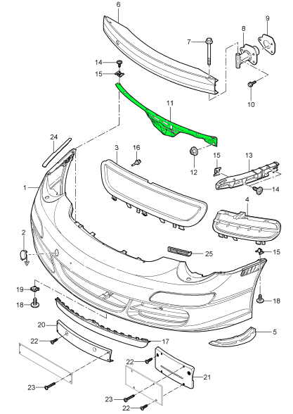 Porsche 997 Front Bumper Centre Support Bracket 99750553100 ...