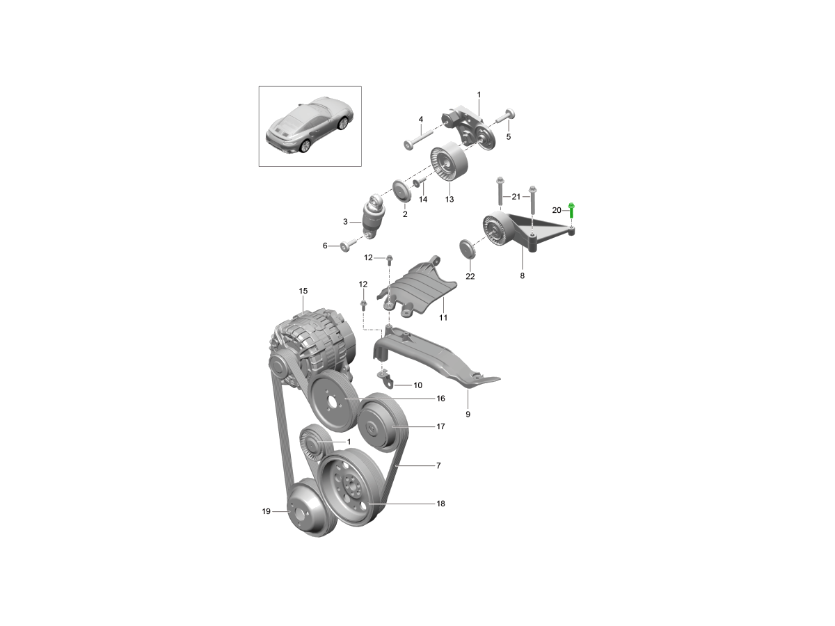 M6x30 Bolt for Upper Idler Pulley Bracket for Porsche 981 / 718 (982) / 991 / 992 90038504801 ...