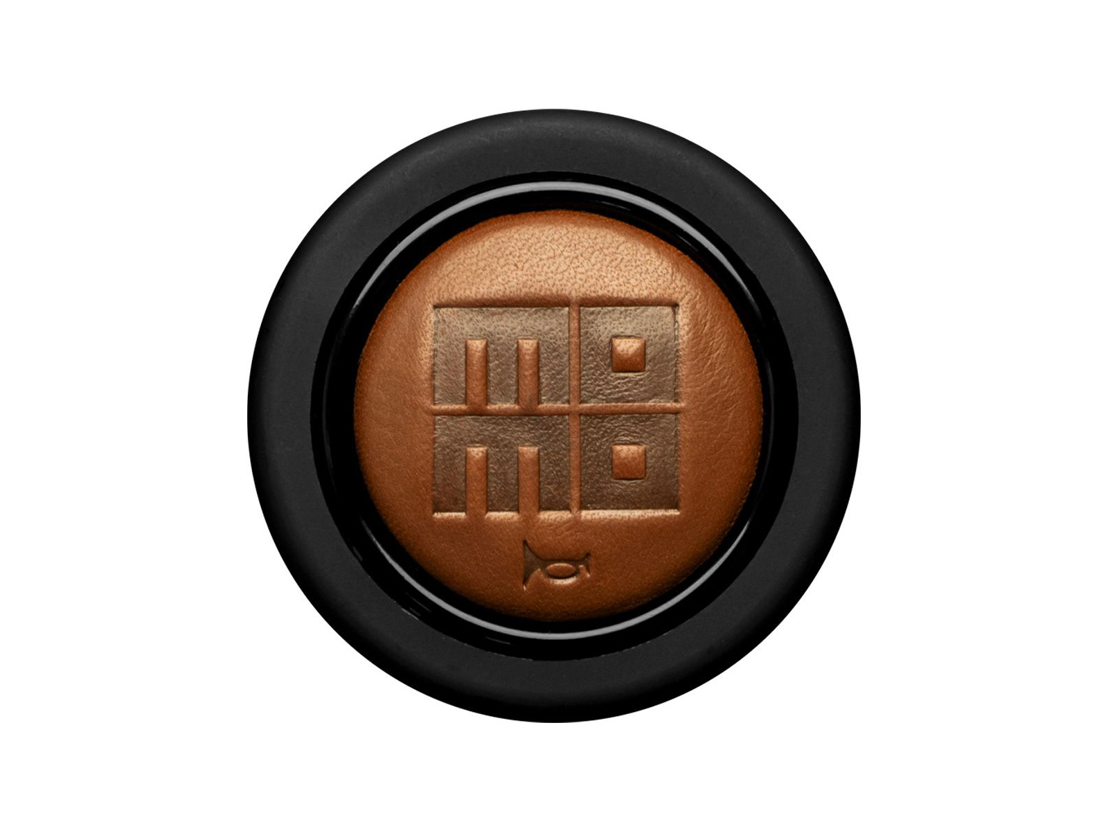 Heritage leather embossed crest horn push button cigar brown ...