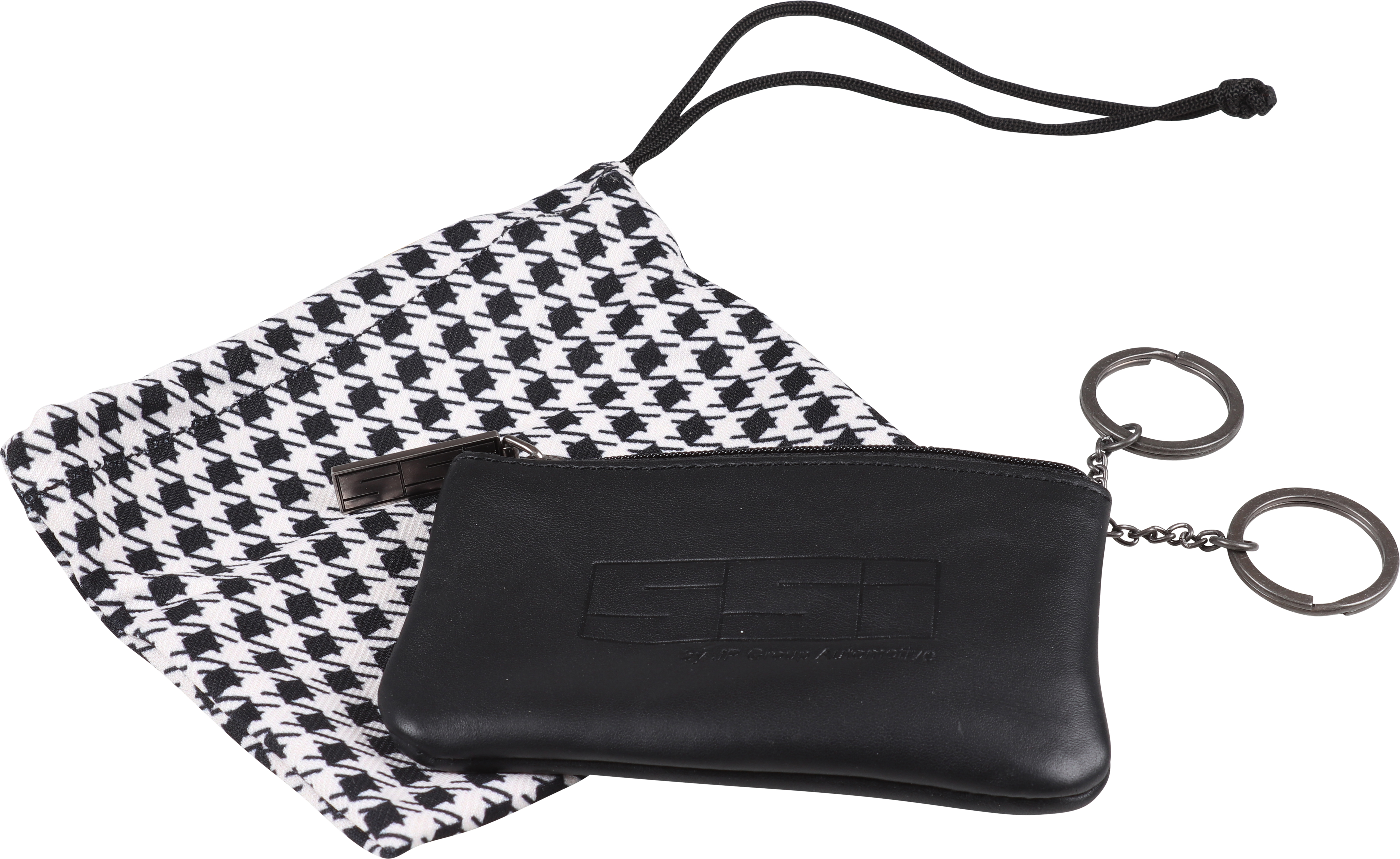 Classic leather key pouch with checked fabric inside, SSI. SSI002 ...