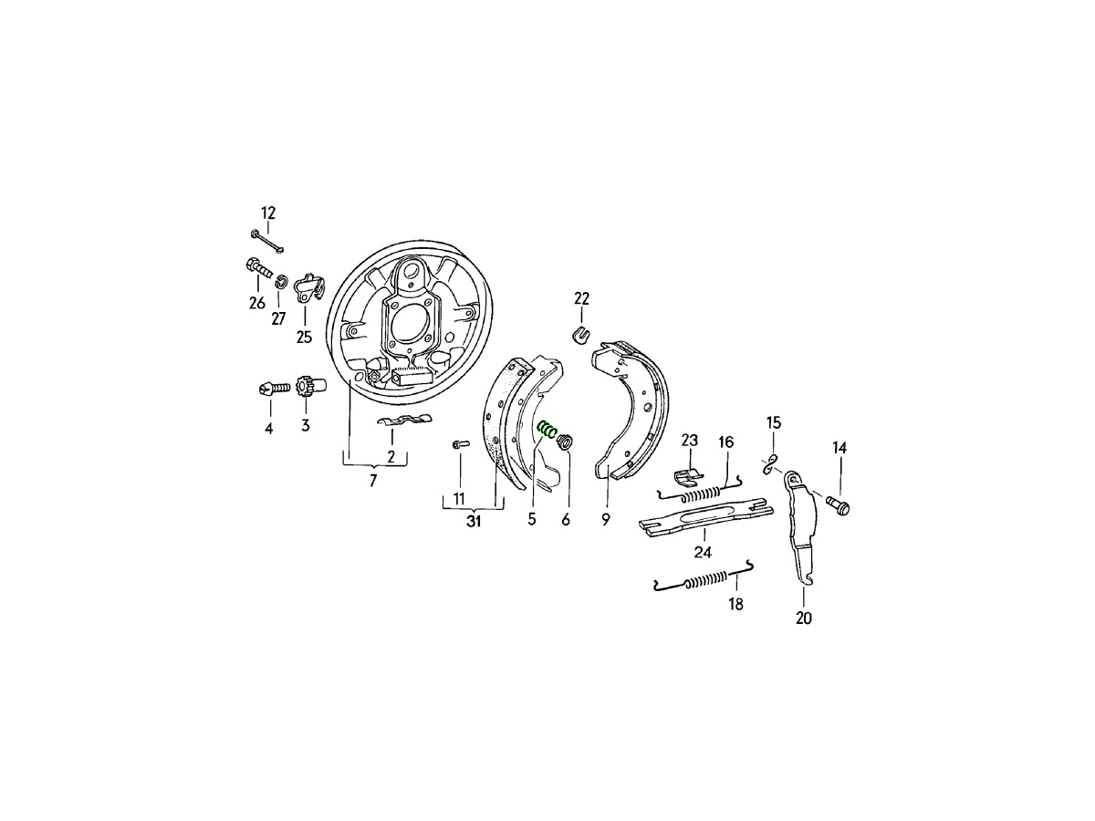 Handbrake shoes compression spring. Porsche 924 251609283 - 251609283 ...