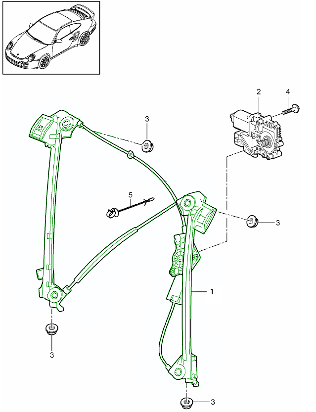Porsche 997 Turbo Window Lift Cable Regulator 99754207603 and ...