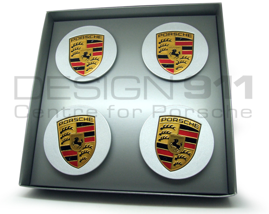 Wheel Caps Platinum Satin-Matt with Crest for Porsche (Set of 4)che ...