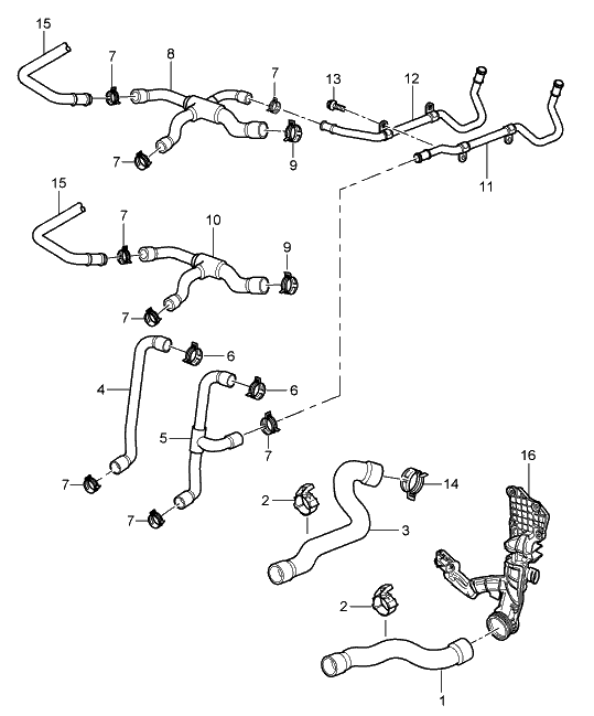 Water hose. Porsche 987 Boxster / 987 Cayman 99610622217 - 99610622217 ...