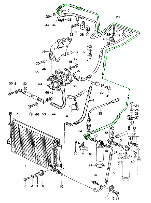 Porsche 928 Air conditioning refrigerant line 94457309310 - 94457309310 ...