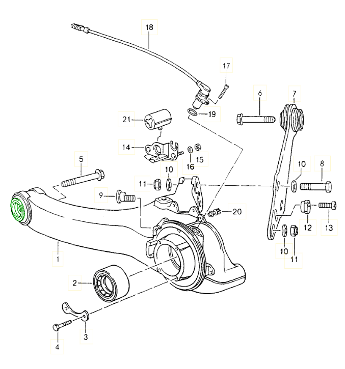 Rear Trailing Arm / Wheel Carrier Bushing for Porsche 964 Carrera ...